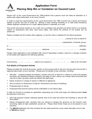 Fillable Online Skip Bin Application Form.DOC Fax Email Print - pdfFiller