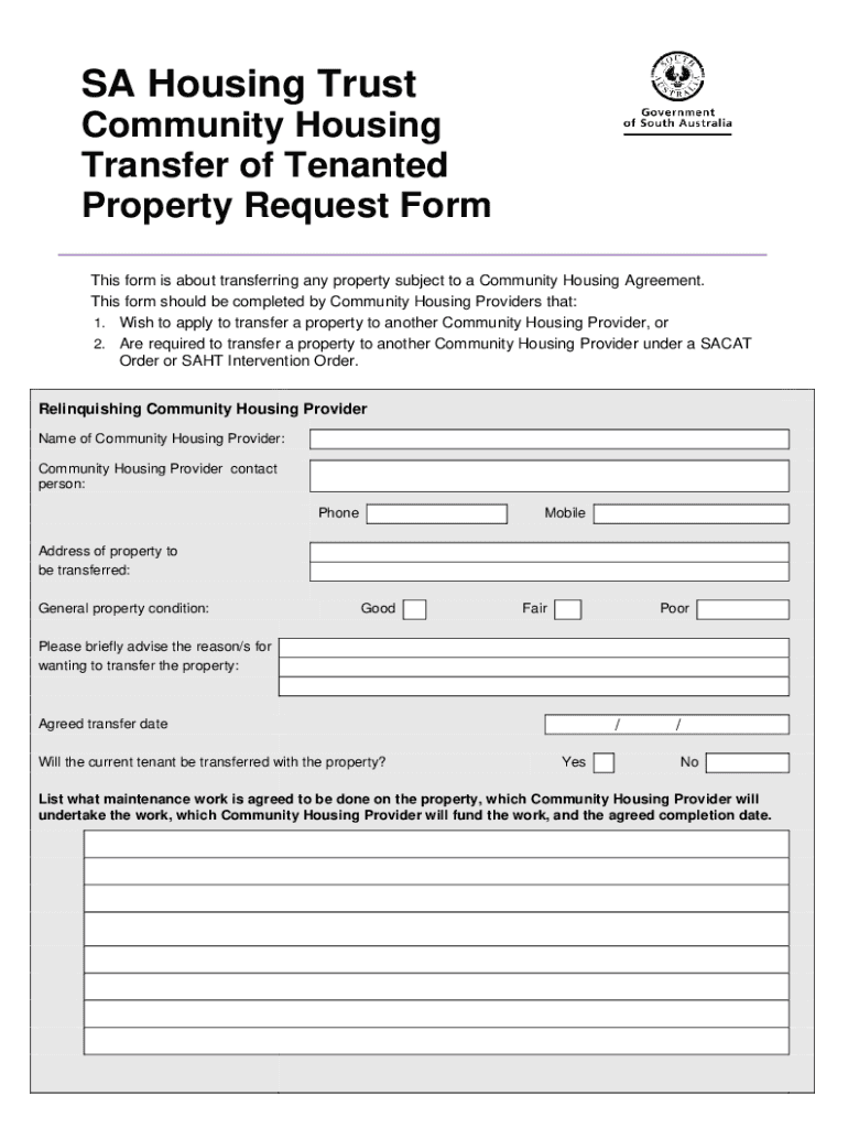 Fillable Online Community Housing - Transfer of Tenanted Property ...
