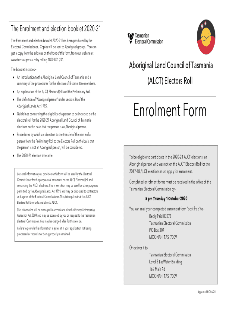 Fillable Online tec tas gov Sample ballot booklet mailed for 2020 ...