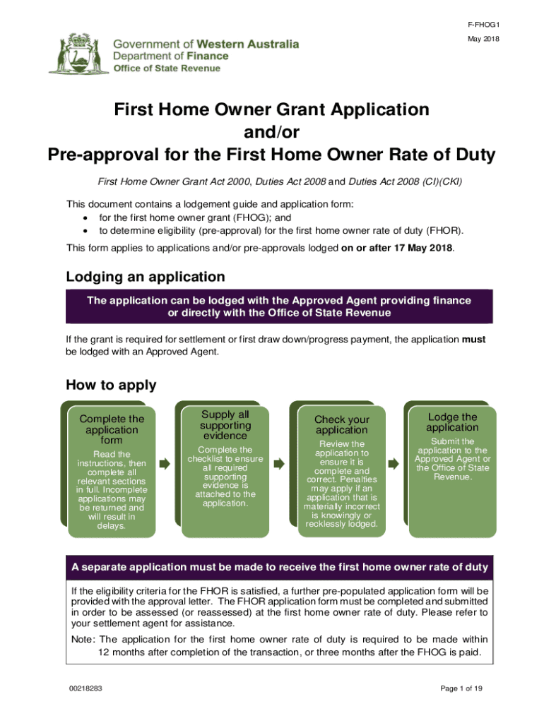 Fillable Online FHOG Application and Pre-approval for the FHOR. FHOG ...
