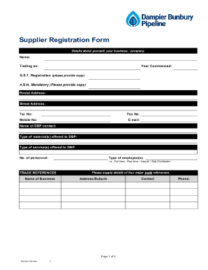 Fillable Online DBP Supplier Registration Form Fax Email Print - pdfFiller