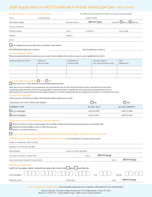Fillable Online aco org 2020 Application for ACO Certificate in Public ...