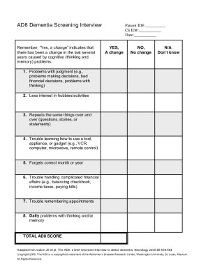 Fillable Online Dementia ScreeningDementiaSensitivity And Specificity ...