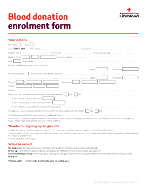Fillable Online Register as a Blood Donor Form TemplateJotForm Fax ...