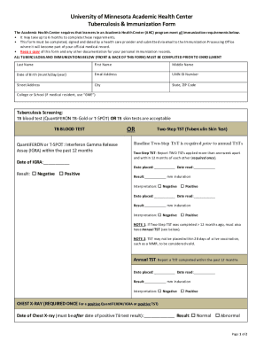 Fillable Online AHC Tuberculosis & Immunization Form Fax Email Print ...