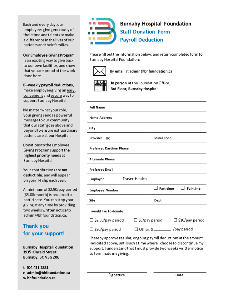 Fillable Online The Burnaby Hospital FoundationThe Burnaby Hospital ...