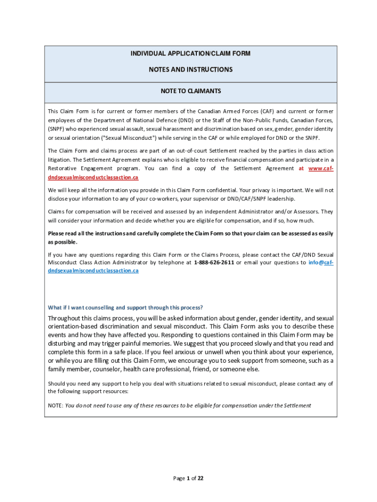 Fillable Online INDIVIDUAL APPLICATION ( CLAIM) FORM - Deloitte Canada ...