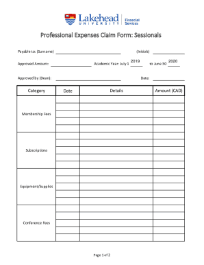 Fillable Online Professional Expenses Claim Form Fax Email Print ...