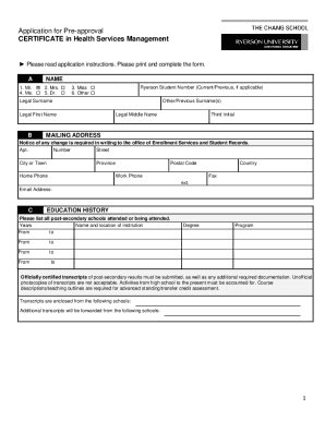 Fillable Online Application for Pre-approval CERTIFICATE in Health ...