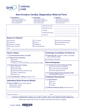 Fillable Online SHN Cardiac Diagnostics Referral Form-1 Fax Email Print ...