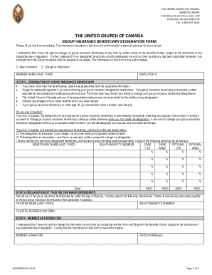 Fillable Online Group Benefits Beneficiary Designation Form. Group ...