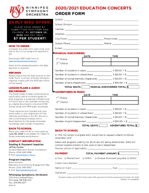 Fillable Online 2020/2021 EDUCATION CONCERTS ORDER FORM Fax Email Print ...