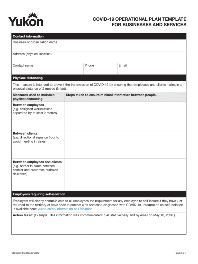 Fillable Online COVID-19 Safety Plan Template - Washington State Fax ...