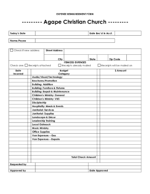Fillable Online Church Expense Report & Travel Expense Form Fax Email ...