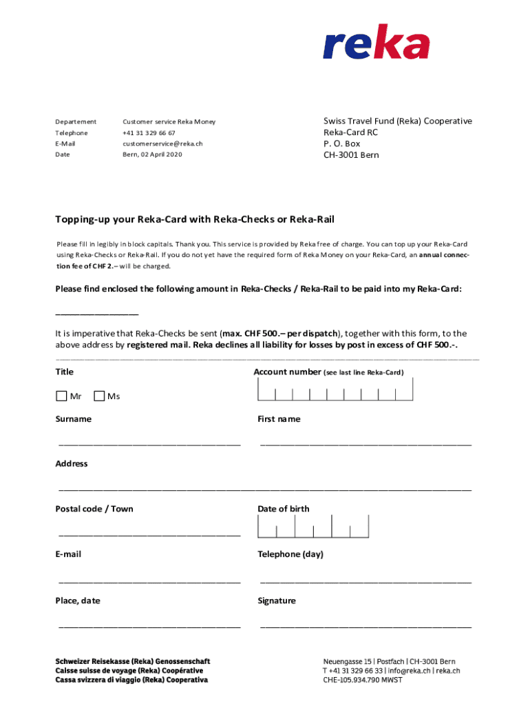 Fillable Online Topping-up your Reka-Card with Reka-Checks or Reka-Rail ...