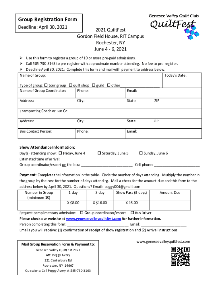 Fillable Online bus group registration form 2021 Fax Email Print ...