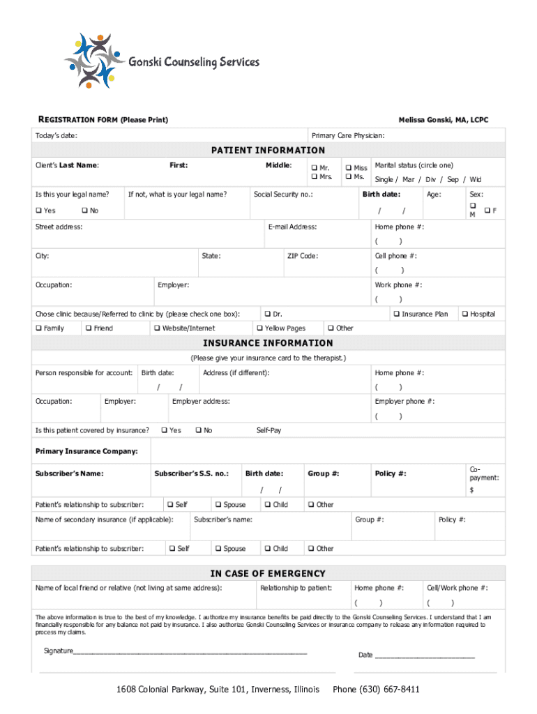 Fillable Online UNIVERSAL MEDICATION FORM - Gonski Counseling Services ...