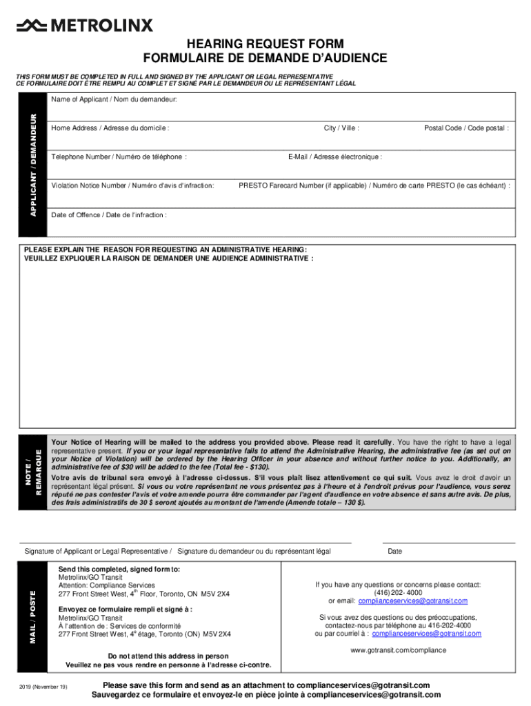 Fillable Online Hearing Request Form. Hearing Request Form Fax Email ...