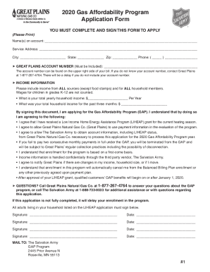 Fillable Online Gas Affordability Program application form Fax Email ...