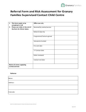 Fillable Online Referral form and Risk Assessment for Supervised ...