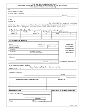 Fillable Online Form No. SH-13-Nomination Form Pursuant to section 72 ...