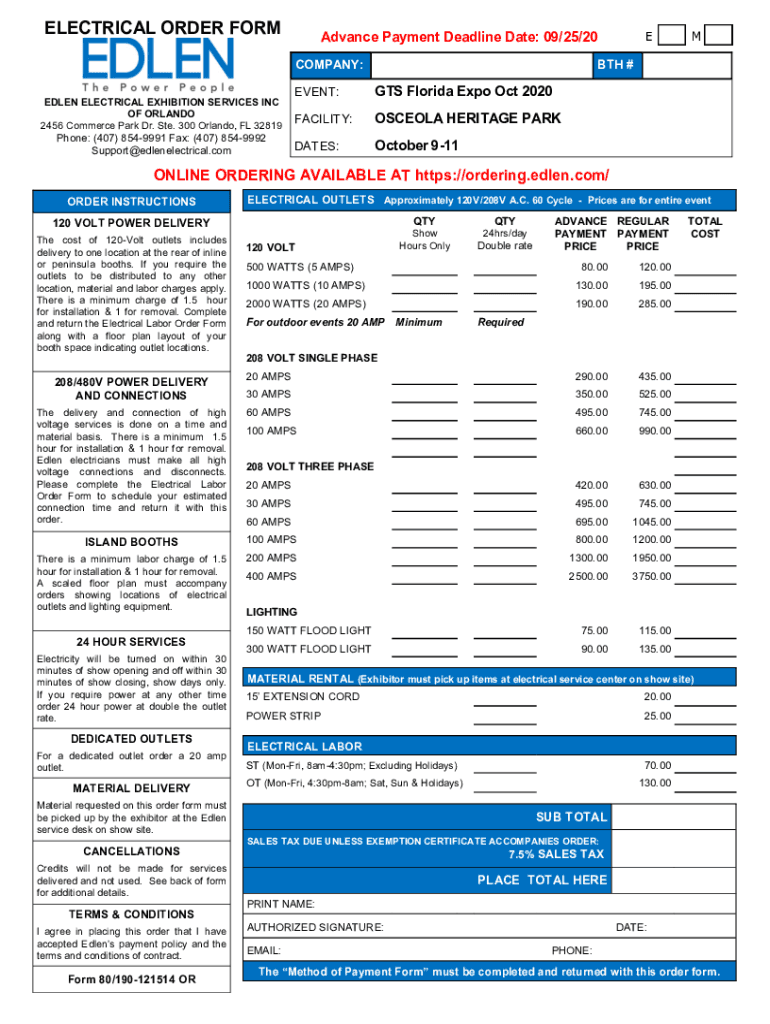 Fillable Online Fillable Online Edlen Electrical Order Form Fax Email Print ... Fax Email Print ...