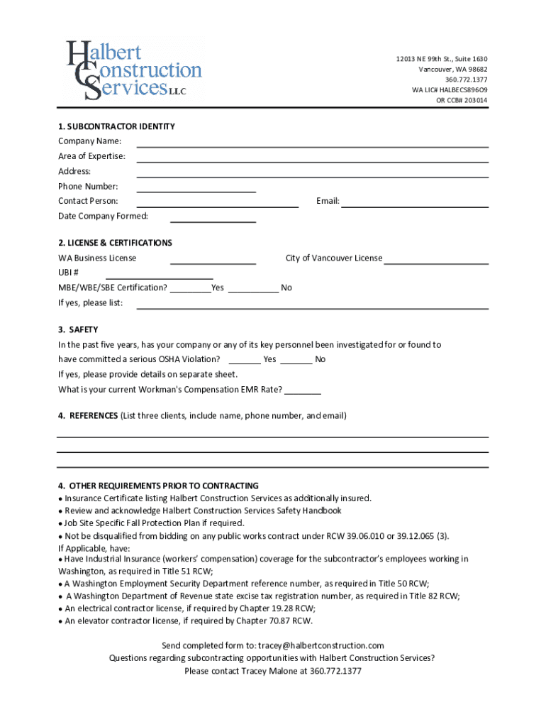Fillable Online HCS Prequal Form.xlsx Fax Email Print - pdfFiller