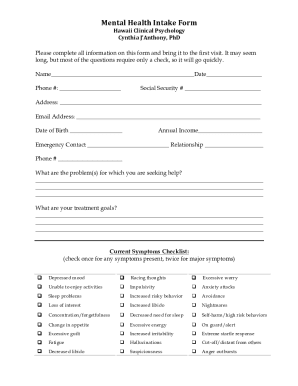 Fillable Online Mental Health Intake Form TemplateJotForm Fax Email ...