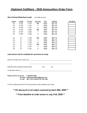 Fillable Online Ammo order form template.xls Fax Email Print - pdfFiller