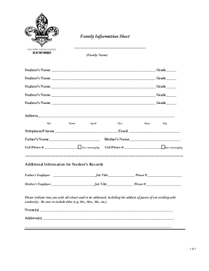 Fillable Online Family Information Sheet.docx Fax Email Print - pdfFiller