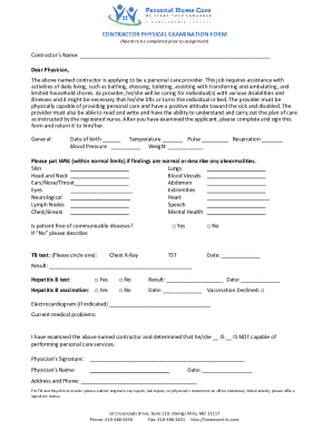 Fillable Online CONTRACTOR PHYSICAL EXAMINATION FORM Fax Email Print ...