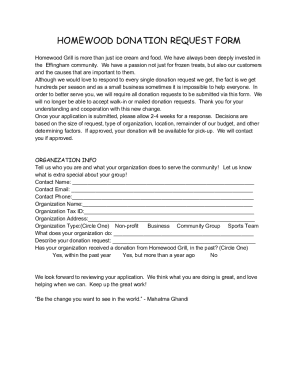 Fillable Online HOMEWOOD DONATION REQUEST FORM Fax Email Print - pdfFiller