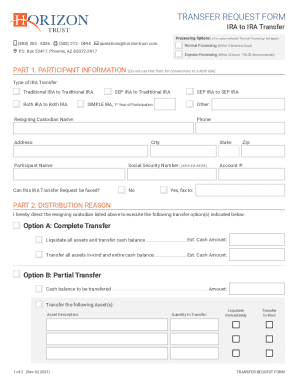 Fillable Online Request for Transfer or Conversion to an IRA for ...