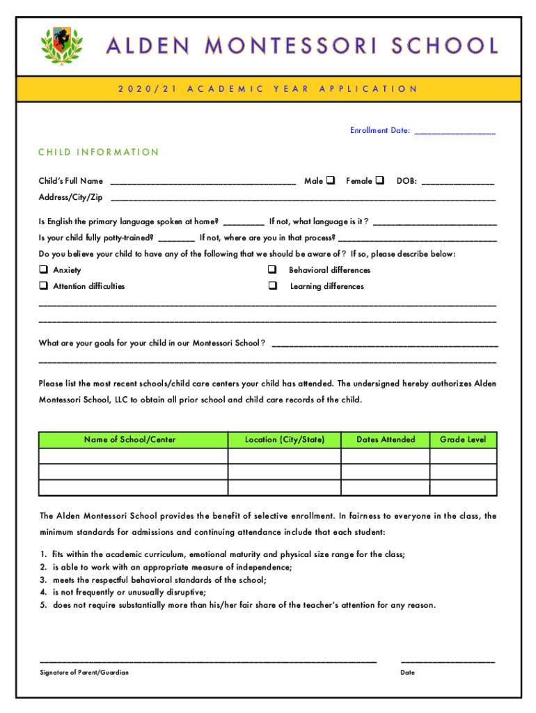 Fillable Online Alden Enrollment Form Fax Email Print - pdfFiller