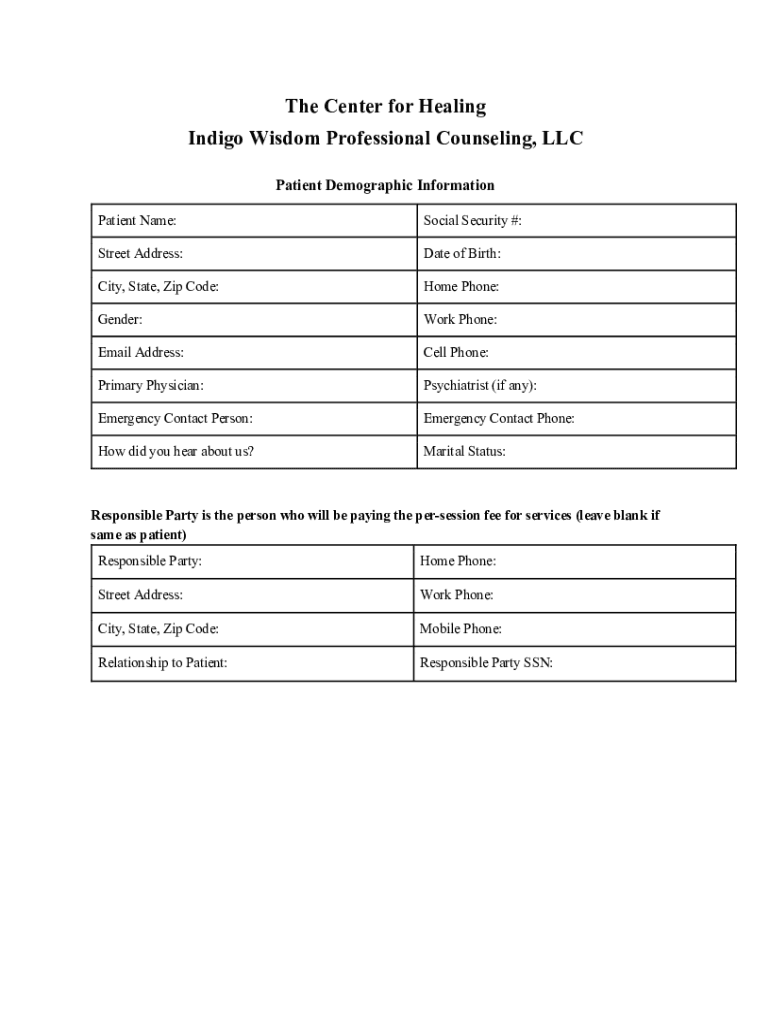 Fillable Online Indigo Wisdom Intake Form.docx Fax Email Print - pdfFiller