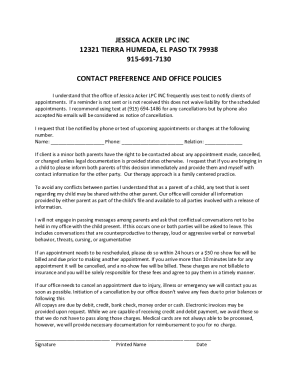 Fillable Online JESSICA ACKER LPC INC 12321 TIERRA HUMEDA, EL PASO TX ...