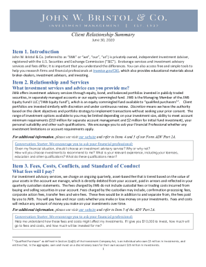 Fillable Online CLIENT RELATIONSHIP SUMMARY (FORM CRS) JUNE 30, 2020 ...