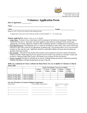 Fillable Online Fillable Online Volunteer Application Form Template ... Fax Email Print - pdfFiller