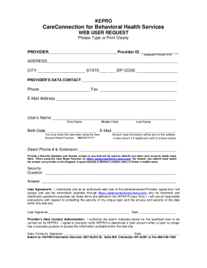 Fillable Online Kepro Web User Request Form - CHIP Fax Email Print ...