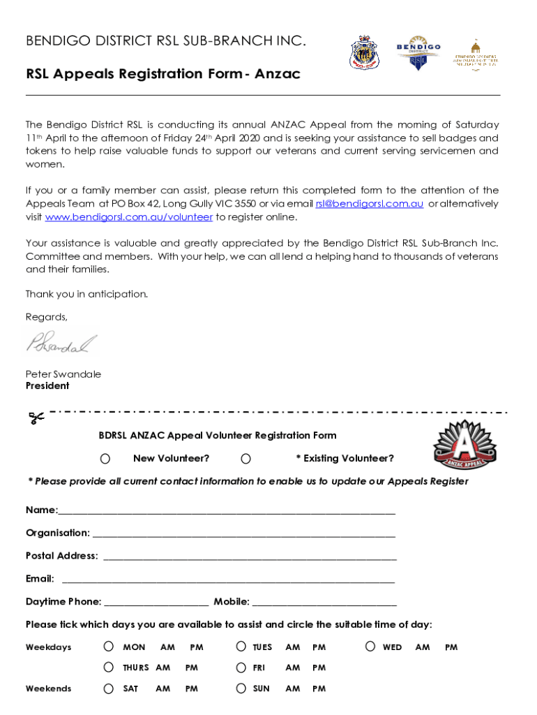 Fillable Online Application Forms - Bendigo District RSLMemberships Fax Email Print - pdfFiller