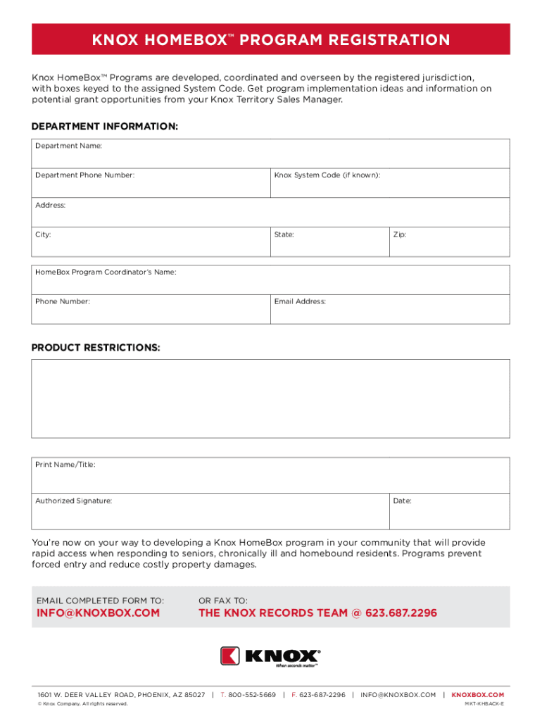 Fillable Online HomeBox Registration Form - Knox Rapid Access System ...