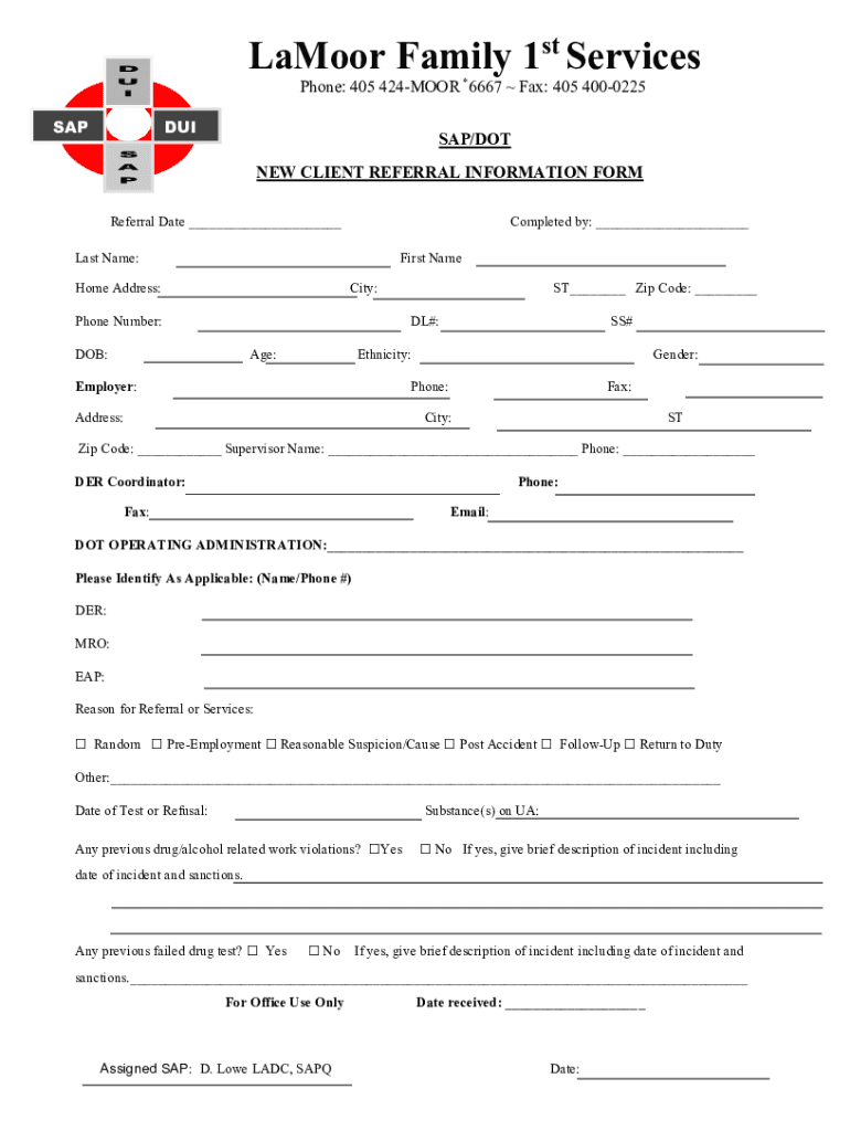 Fillable Online LaMoor Family 1st Services Fax Email Print - pdfFiller