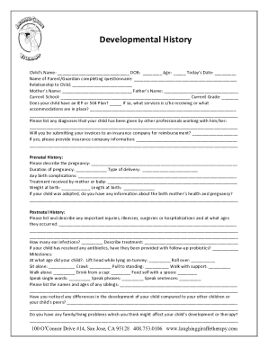 Fillable Online LGT Developmental History Form.docx Fax Email Print ...