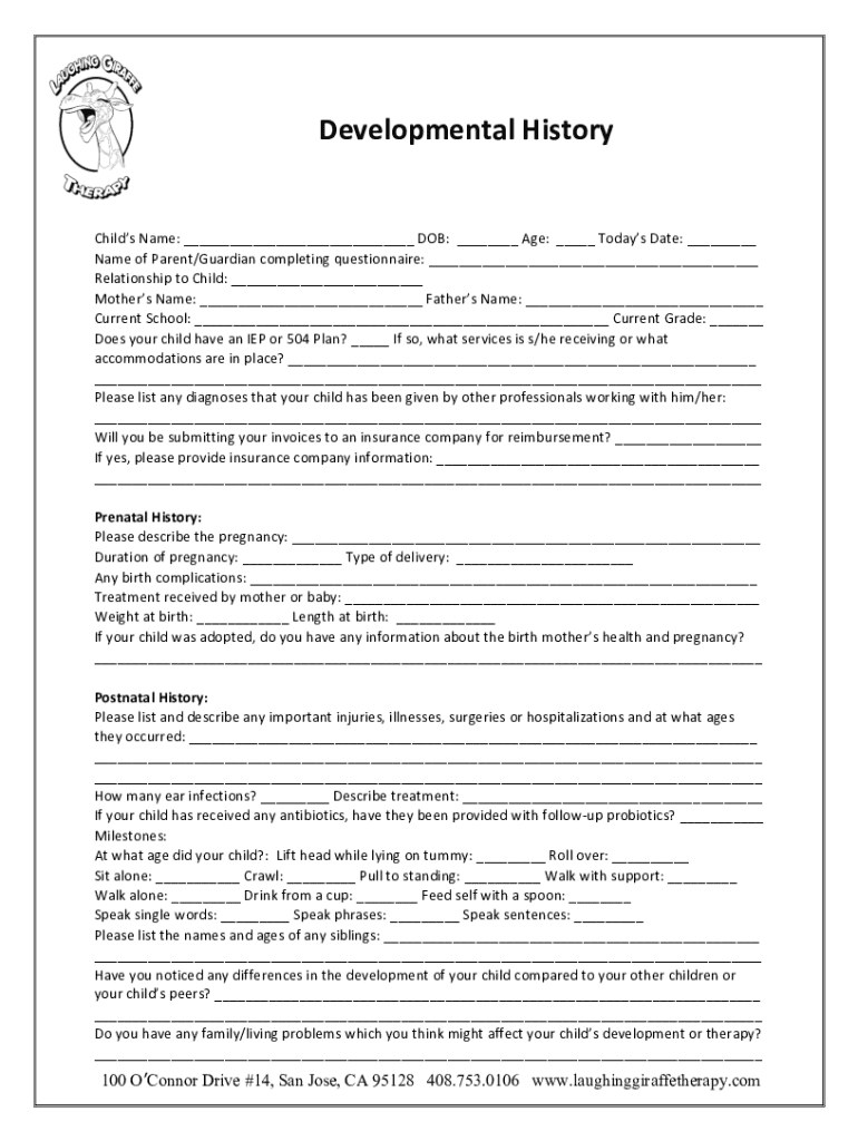 Fillable Online LGT Developmental History Form.docx Fax Email Print ...