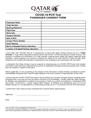 Fillable Online COVID-19 PCR Test PASSENGER CONSENT FORM Fax Email ...
