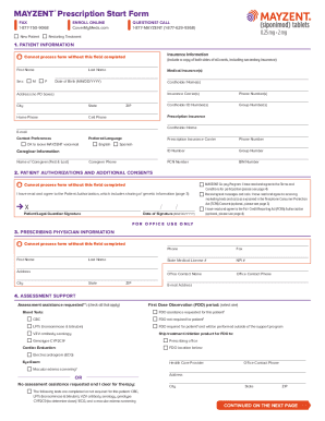 Fillable Online MAYZENT Prescription Start Form - mayzenthcp.com Fax ...
