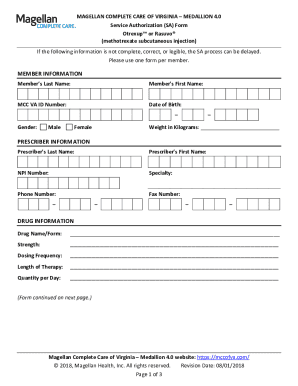 Fillable Online Medallion 4.0 Service Authorization Form. Otrexup or ...