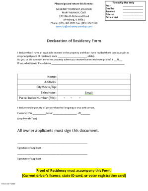 Fillable Online Declaration-of-Residency-Form - McHenry Township Fax ...