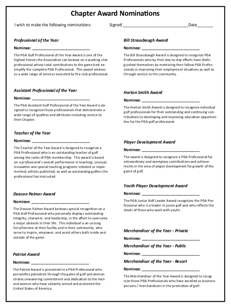 Fillable Online Please use a separate form for each project nomination ...