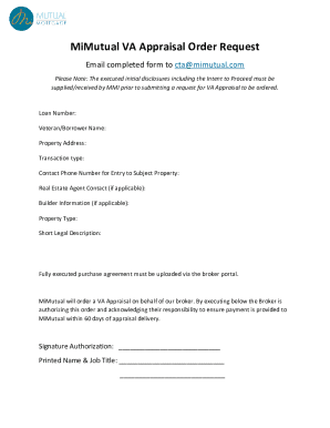 Fillable Online Michigan Mutual VA Appraisal Order Request Fax Email ...
